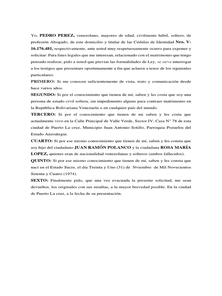 Carta de Solteria | PDF | Venezuela | Gobierno