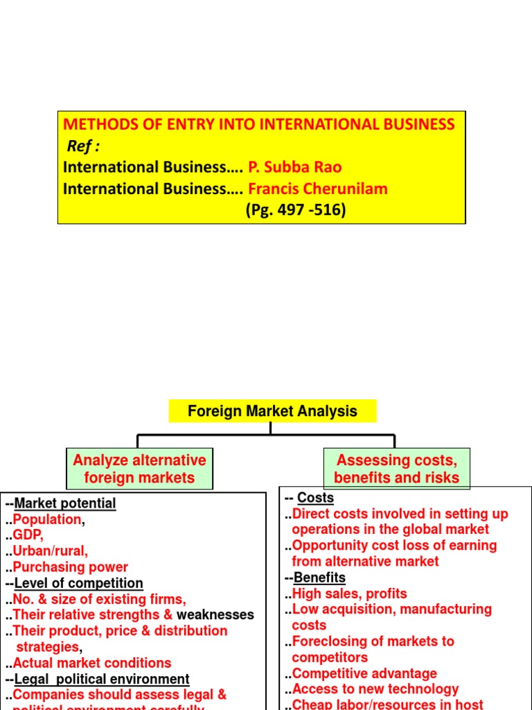 Methods of Entry in International Business MLN PDF | Download Free PDF ...