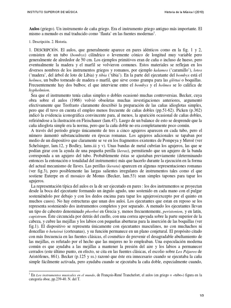 Aulos: Instrumento Musical Griego | PDF | Antigua Grecia | Apolo