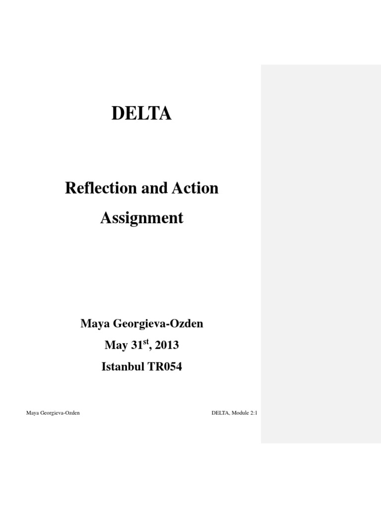 Delta: Reflection and Action Assignment | PDF | Learning | Linguistics
