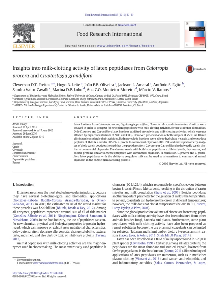 Food Research International | PDF | Protease | Molecular Biology