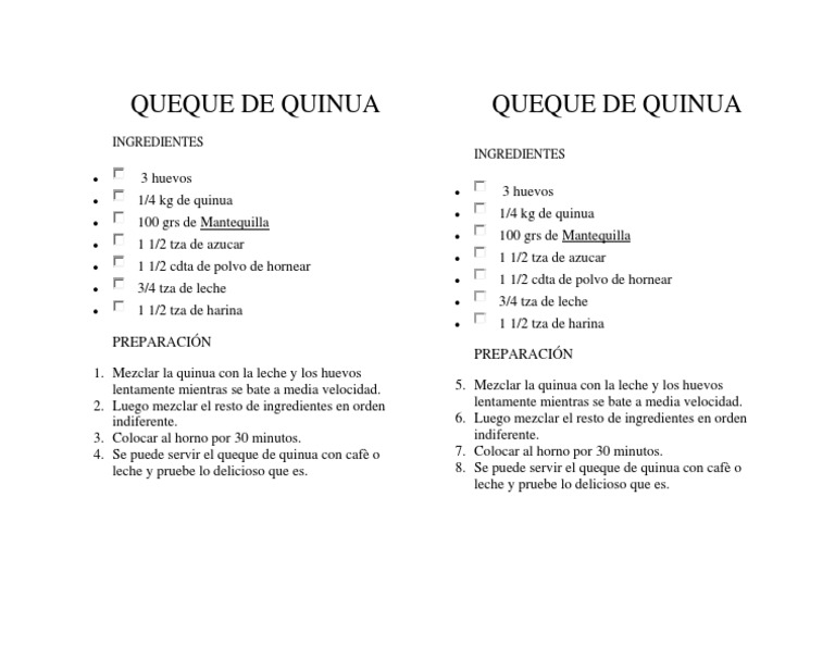 Queque de Quinua | PDF