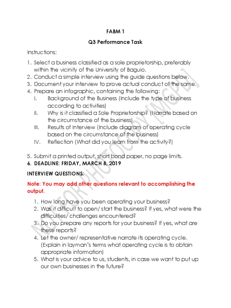 Fabm 1 Q3 Performance Task: Output | Download Free PDF | Psychological Concepts | Communication