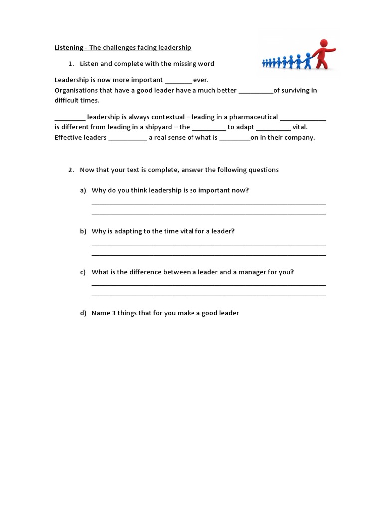 Listening Leadership - Worksheet) | PDF