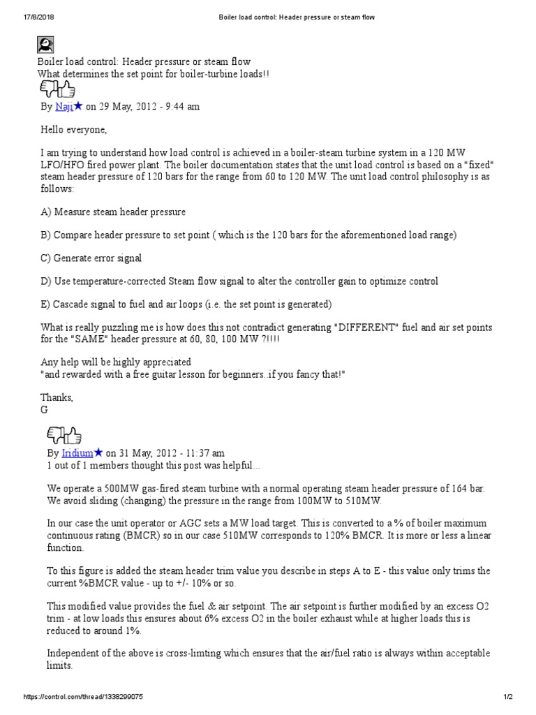 Boiler Load Control - Header Pressure or Steam Flow | PDF | Boiler ...