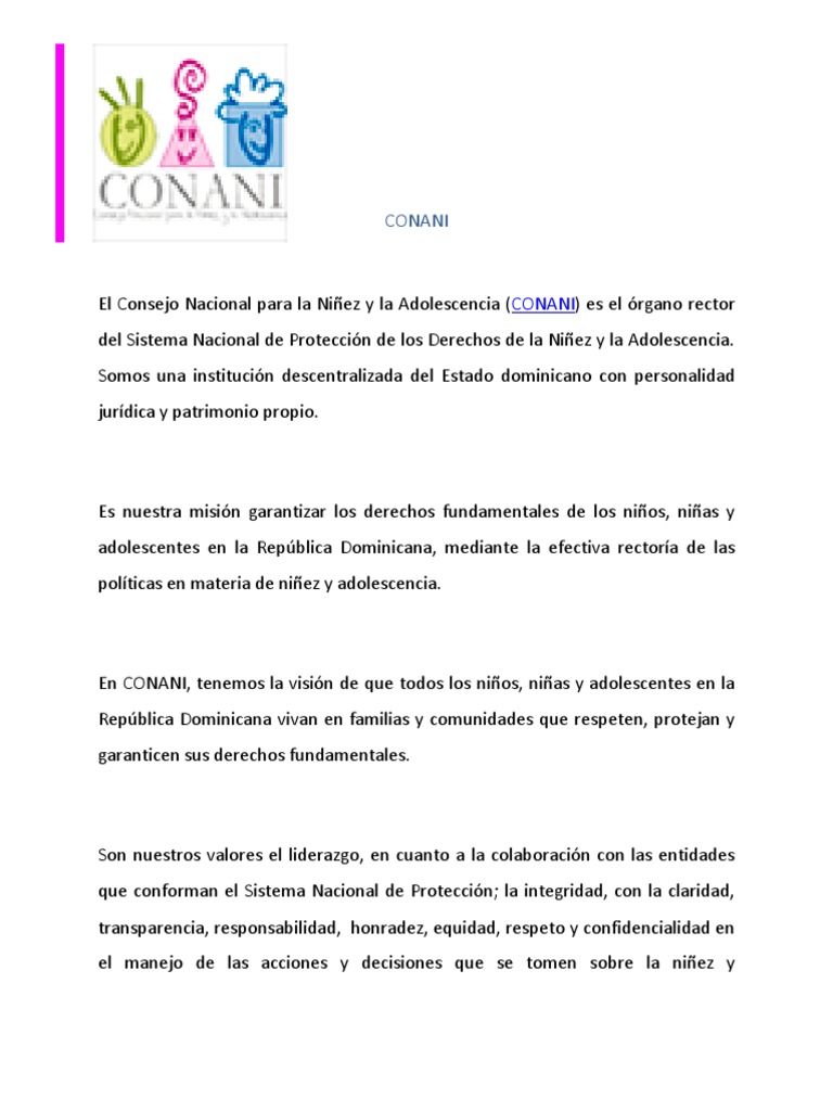 CONANI | PDF | Administración Pública | Ciencias Políticas