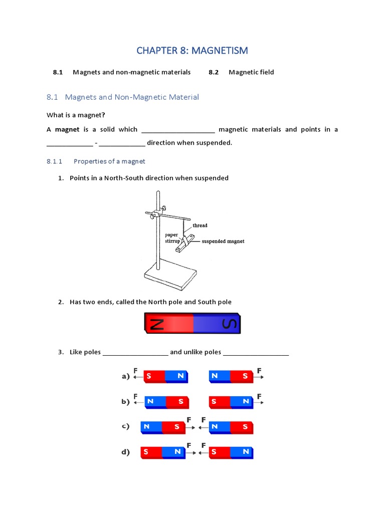 Chapter 8: Magnetism: 8.1 Magnets and Non-Magnetic Material | PDF ...