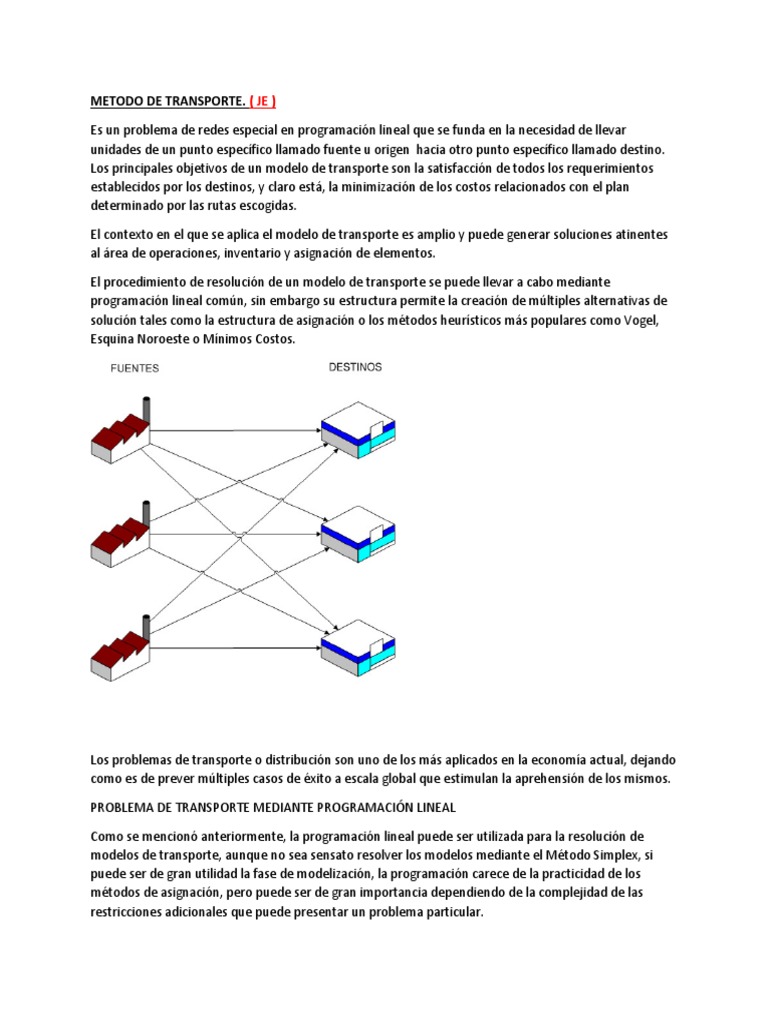 Metodos de Transporte | Descargar gratis PDF | Programación lineal ...