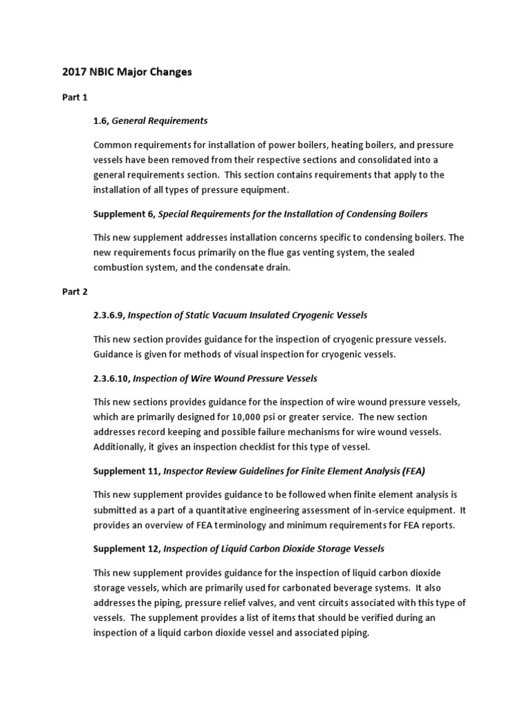 NBIC 2017 Updates for Inspectors | PDF | Boiler | Gas Technologies