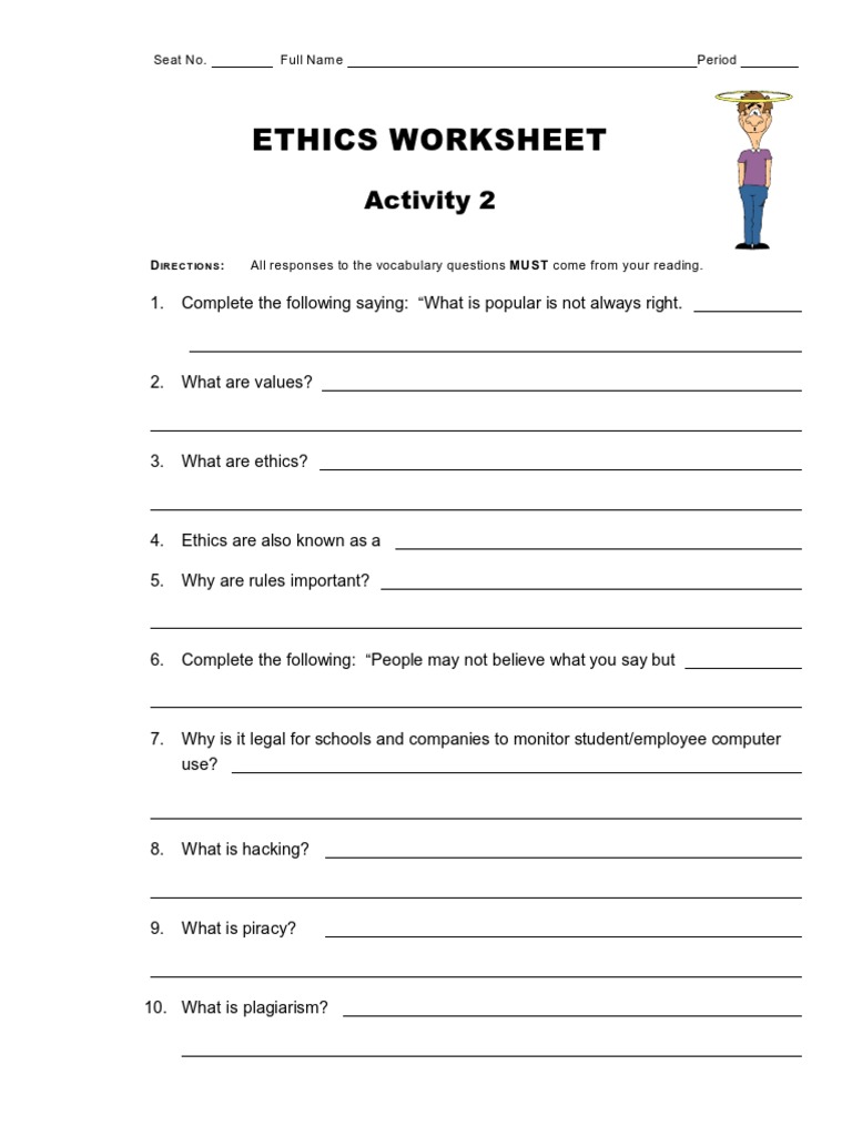 Work Ethic Worksheets Work Ethic Worksheet | TPT