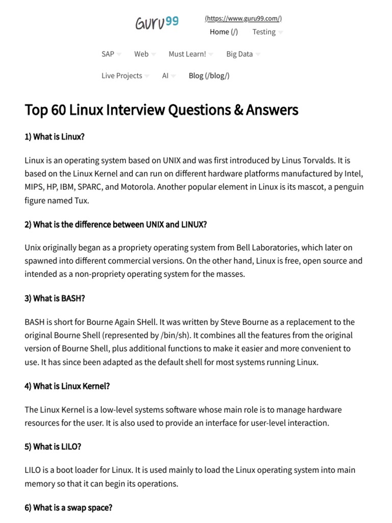 Top 60 Linux Interview Questions And Answers Pdf Desktop Environment Command Line Interface 5705