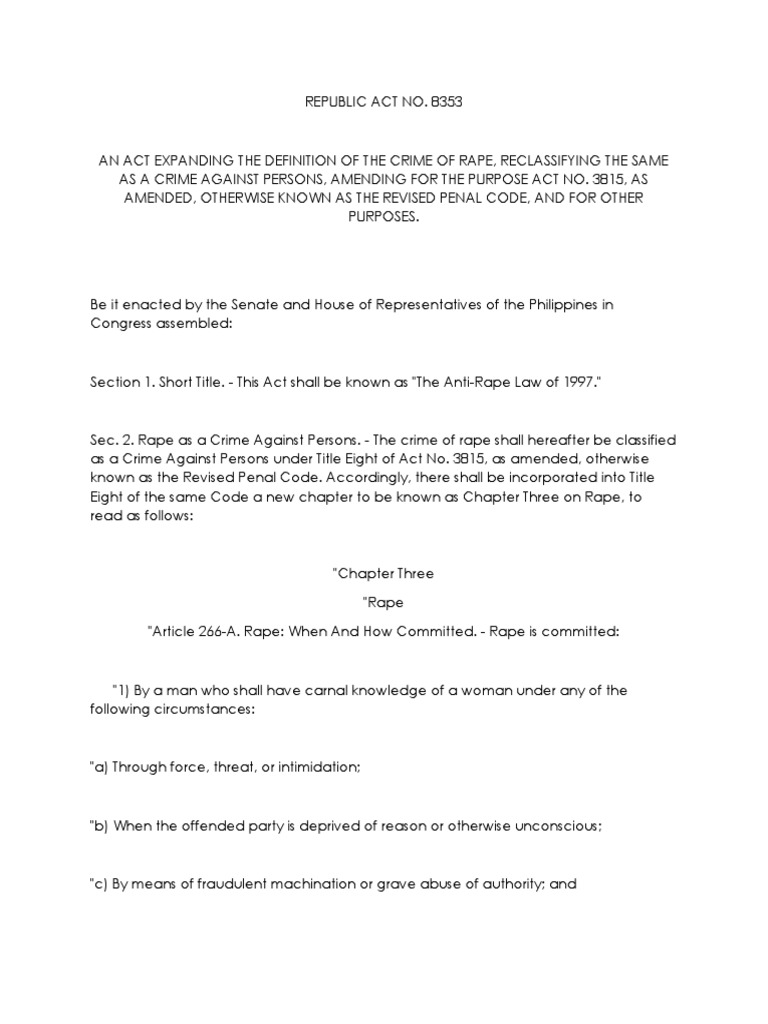 Ra 8353 | PDF | Crime & Violence | Crime Thriller