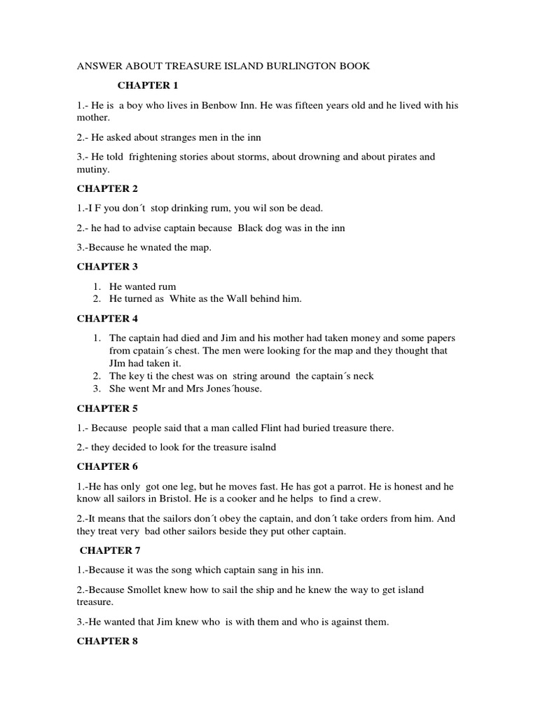 Answer About Treasure Island Burlington Book | PDF | Treasure Island ...