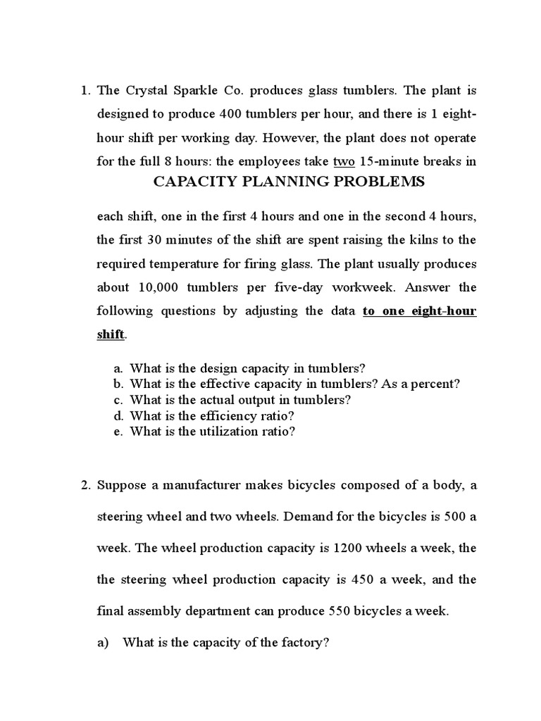 Capacity Planning Problems | PDF | Forecasting | Net Present Value