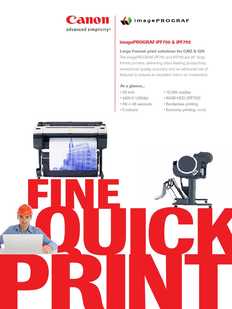 Print: Imageprograf Ipf750 & Ipf755 | PDF | Office Equipment | Media ...