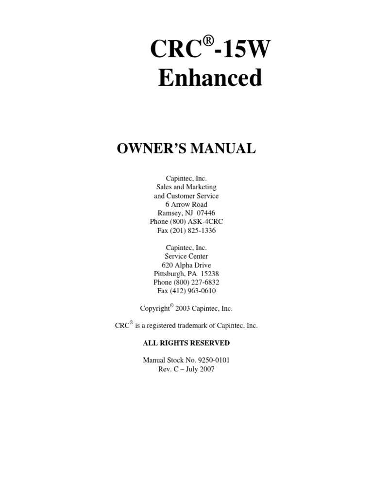 Capintec CRC-15W Dose Calibrator PDF | PDF | Electromagnetic ...