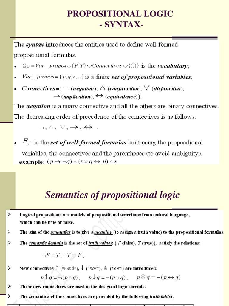 Propositional Logic - Syntax | PDF