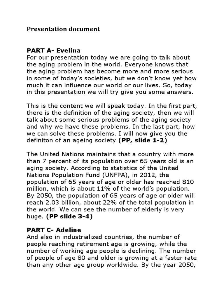 Presentation Document | PDF | Ageing | Old Age