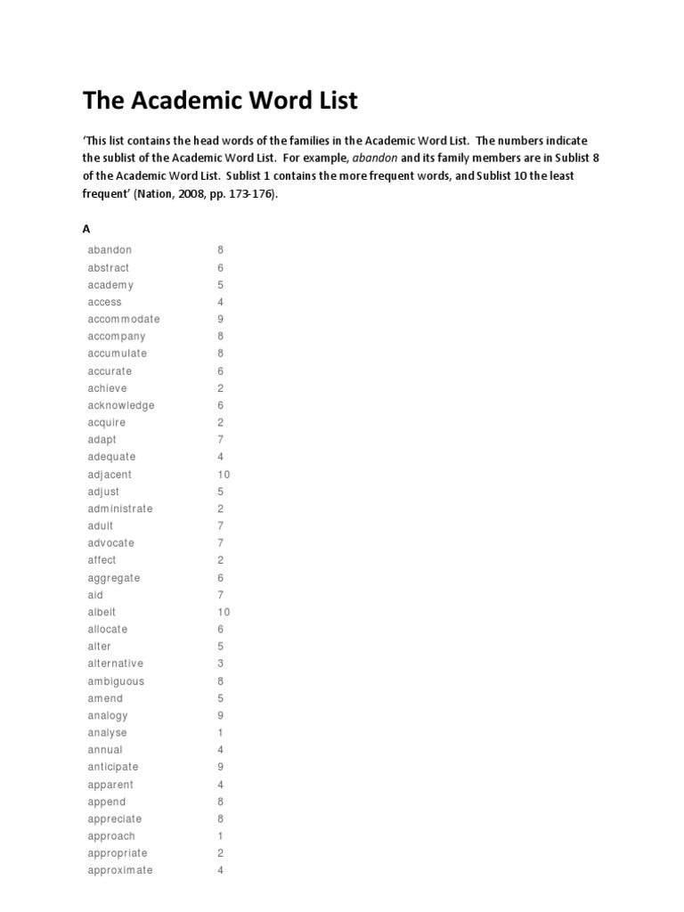 The Academic Word List | PDF