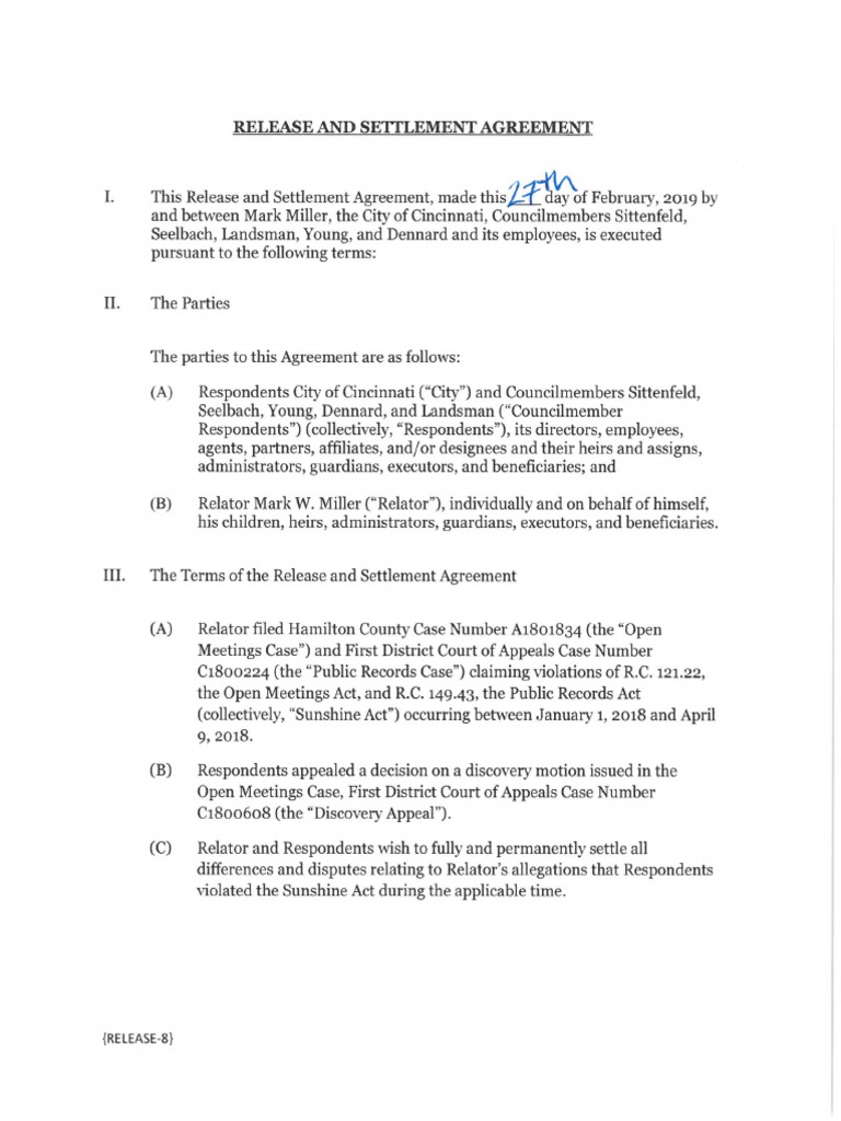Fully Executed Release and Settlement Agreement (00280168xC2130) | Settlement (Litigation ...