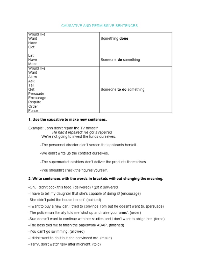 Causative and Permissive Sentences | PDF | Business