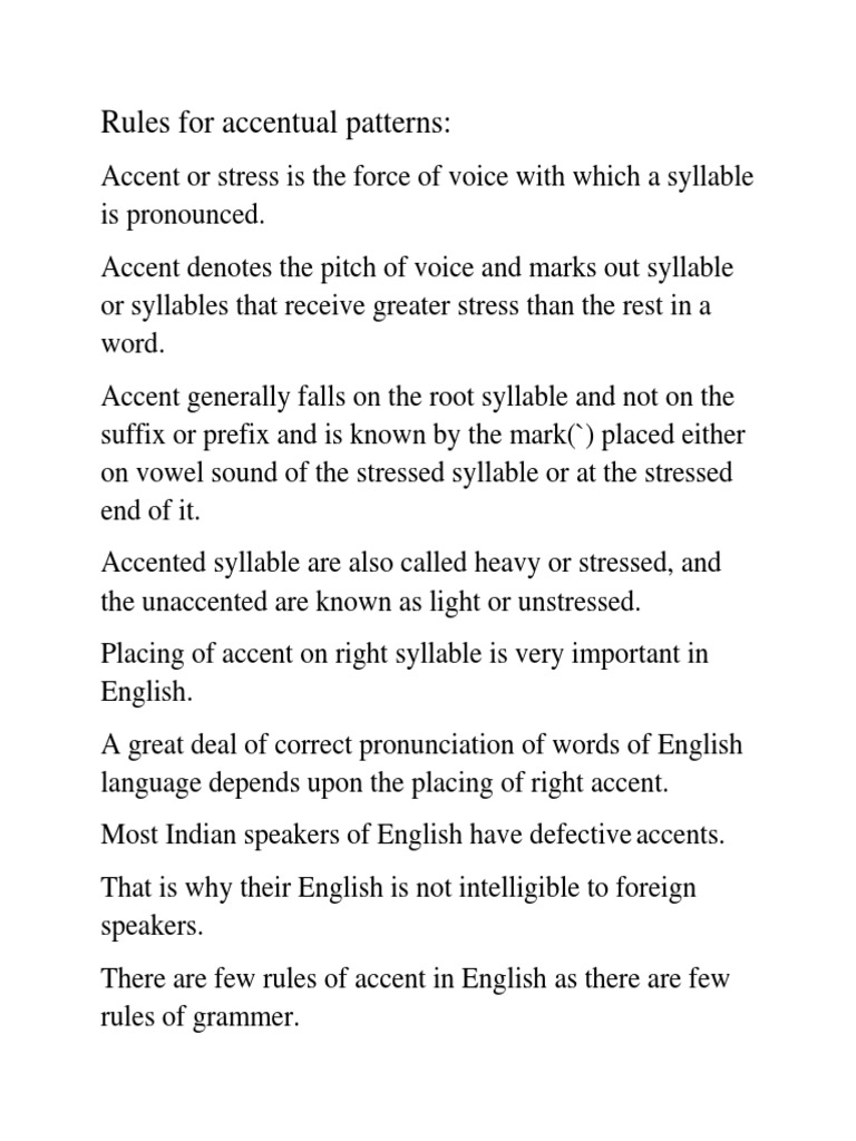 English Accentuation Rules Explained | PDF | Stress (Linguistics ...