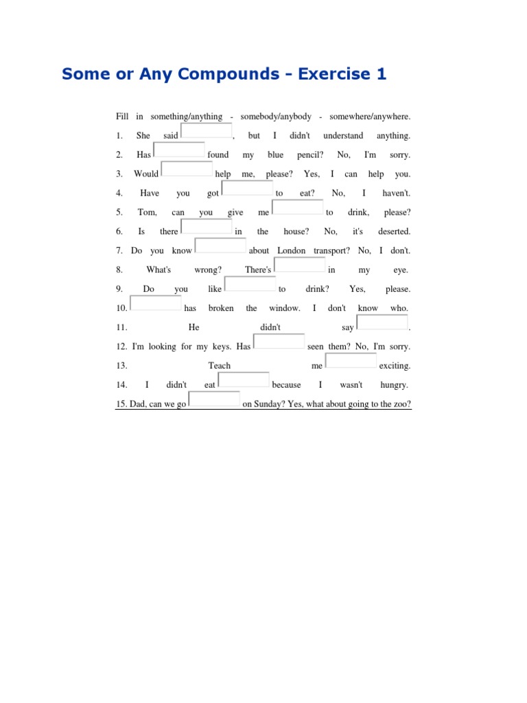 Some or Any Compounds - Exercise 1 | PDF