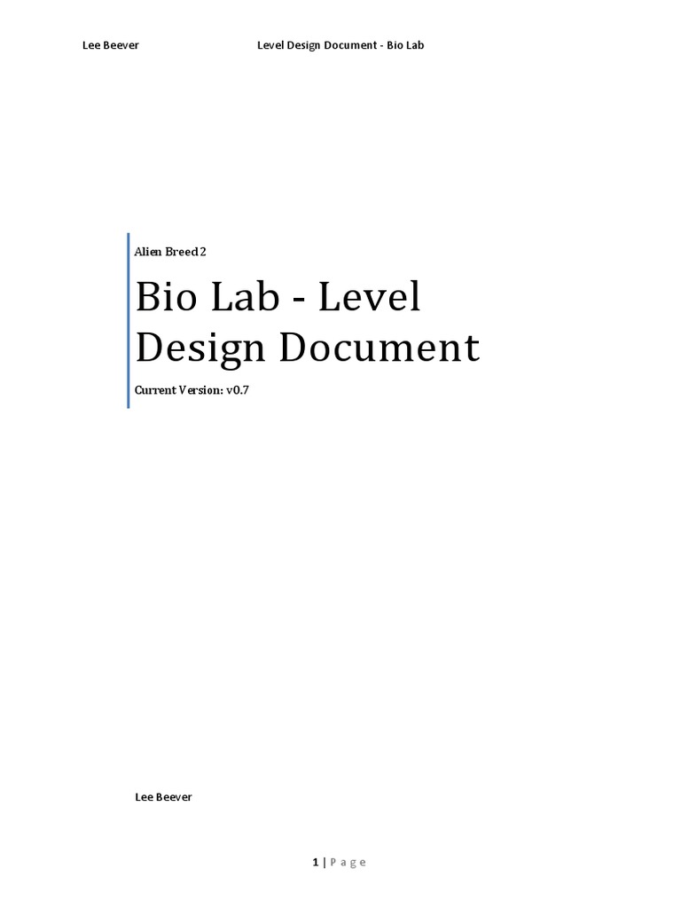 Bio Lab Level Design Document Final | PDF | Nature