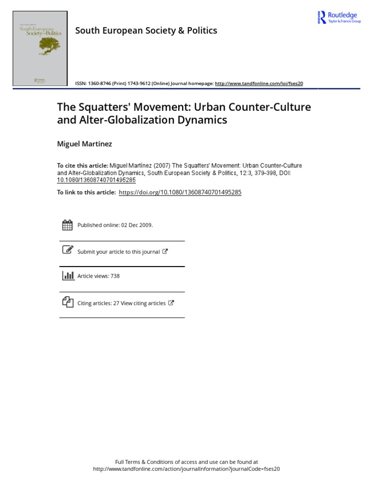 The Squatters Movement Urban Counter Culture and Alter Globalization ...