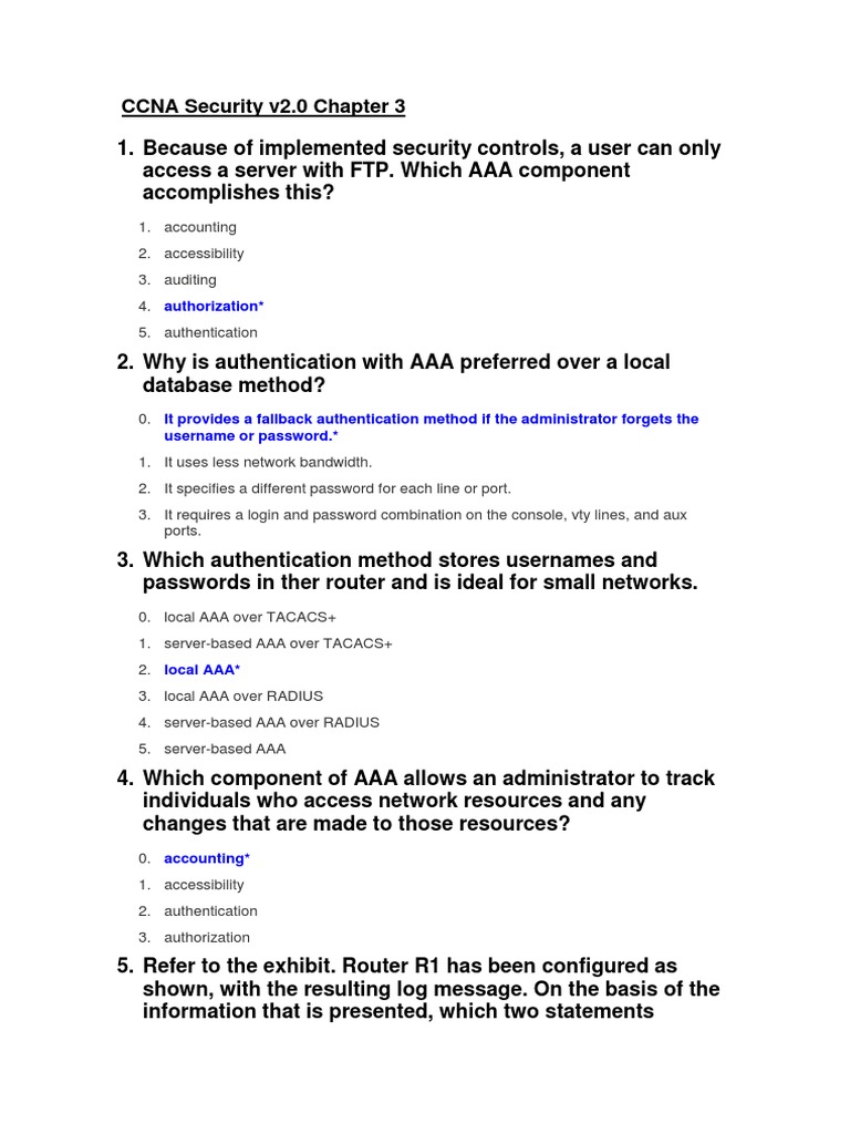 CCNA Security v2.0: AAA and Authentication | PDF | Radius | Networking Standards
