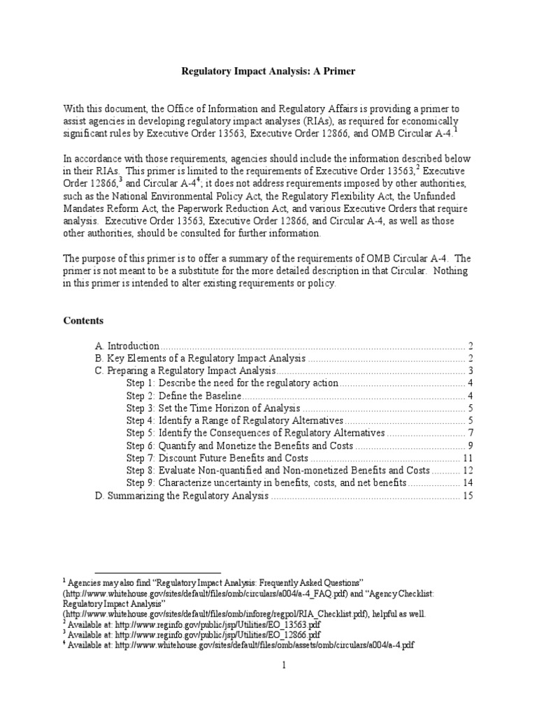 Regulatory Impact Analysis Guide | PDF | Risk | Discounting