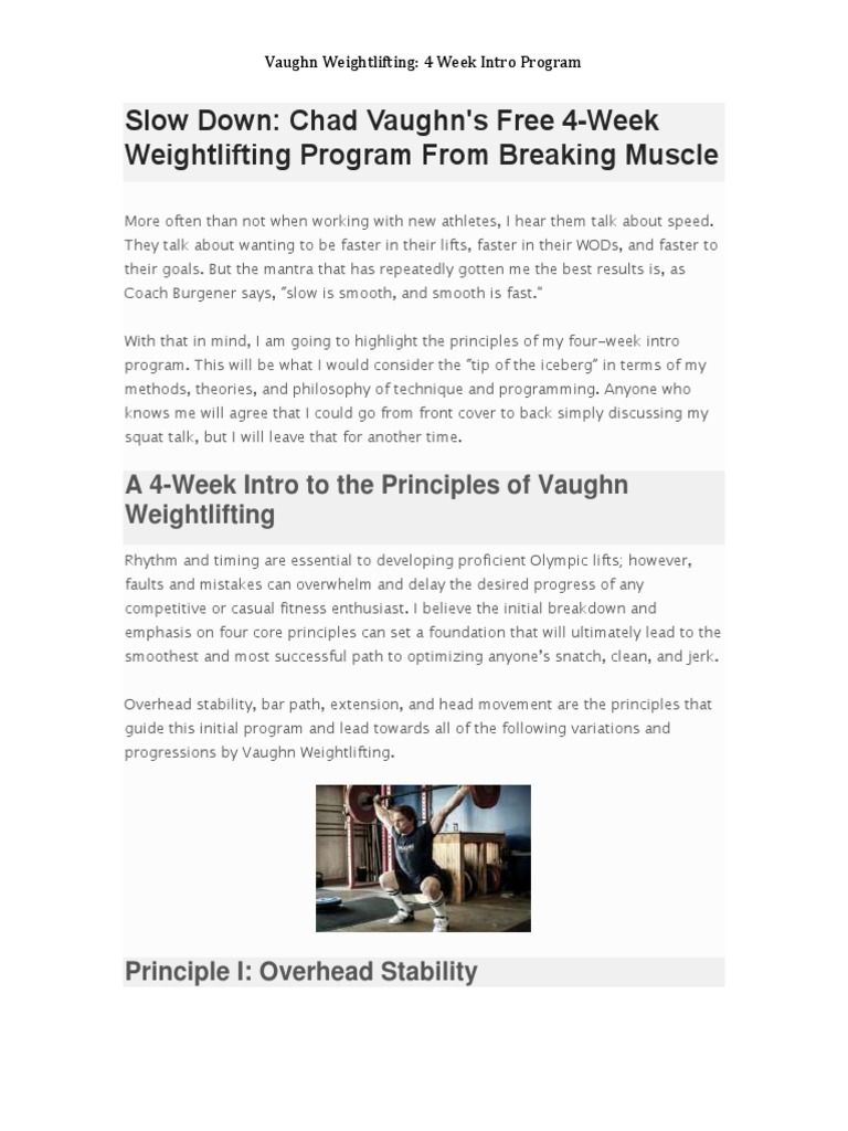 Slow Down: Chad Vaughn's Free 4-Week Weightlifting Program From ...