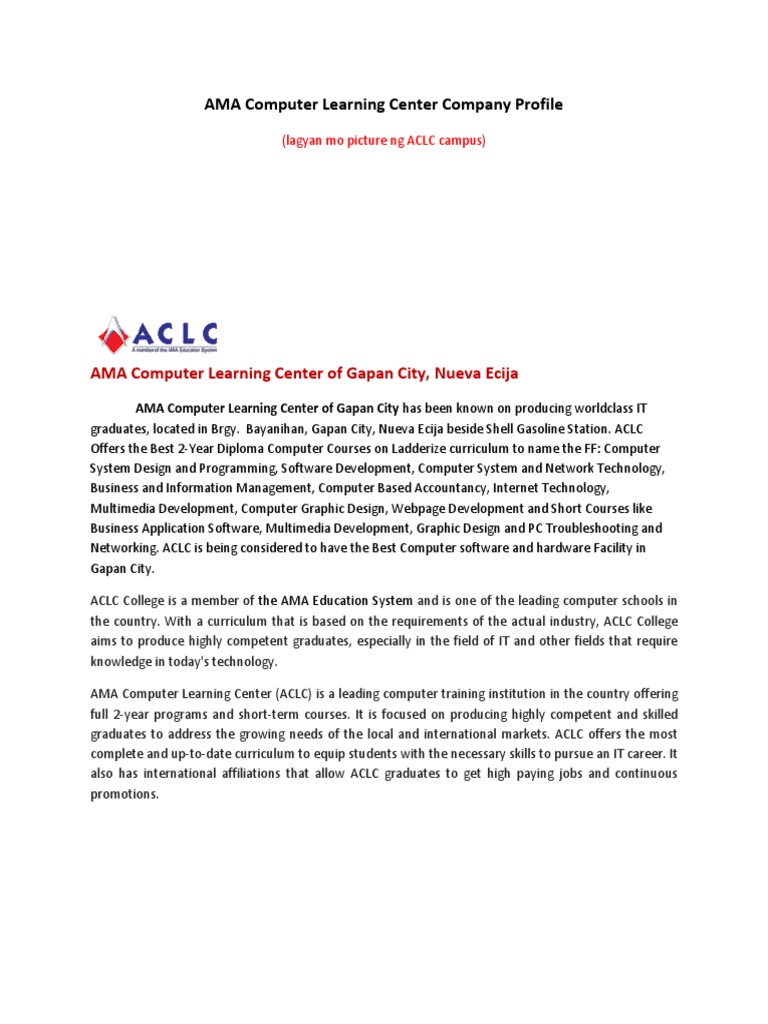 AMA Computer Learning Center Company Profile | PDF | Behavior ...