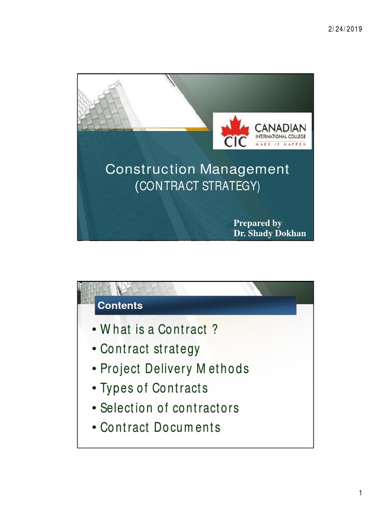 Lecture 2 Conract Strategy | PDF | Construction Management | General Contractor