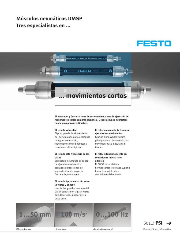 Musculo Neumatico FESTO DMSP | PDF | Fuerza | Músculo