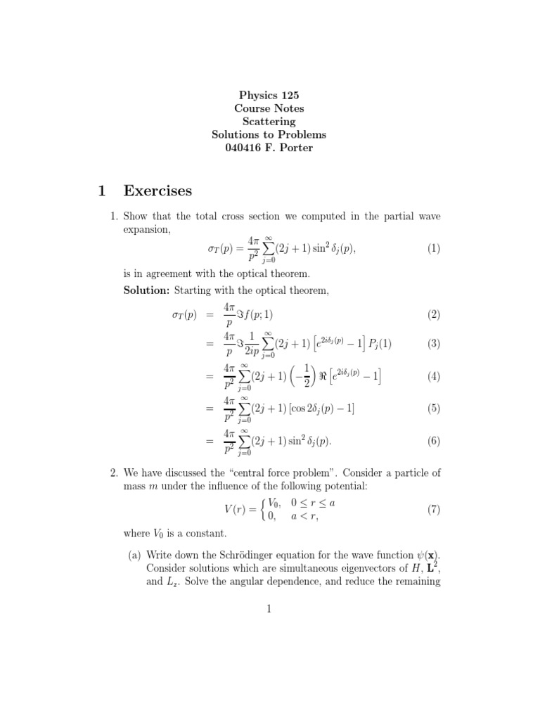 Quantum Scattering Basic Problems | PDF | Cross Section (Physics) | Wave Function