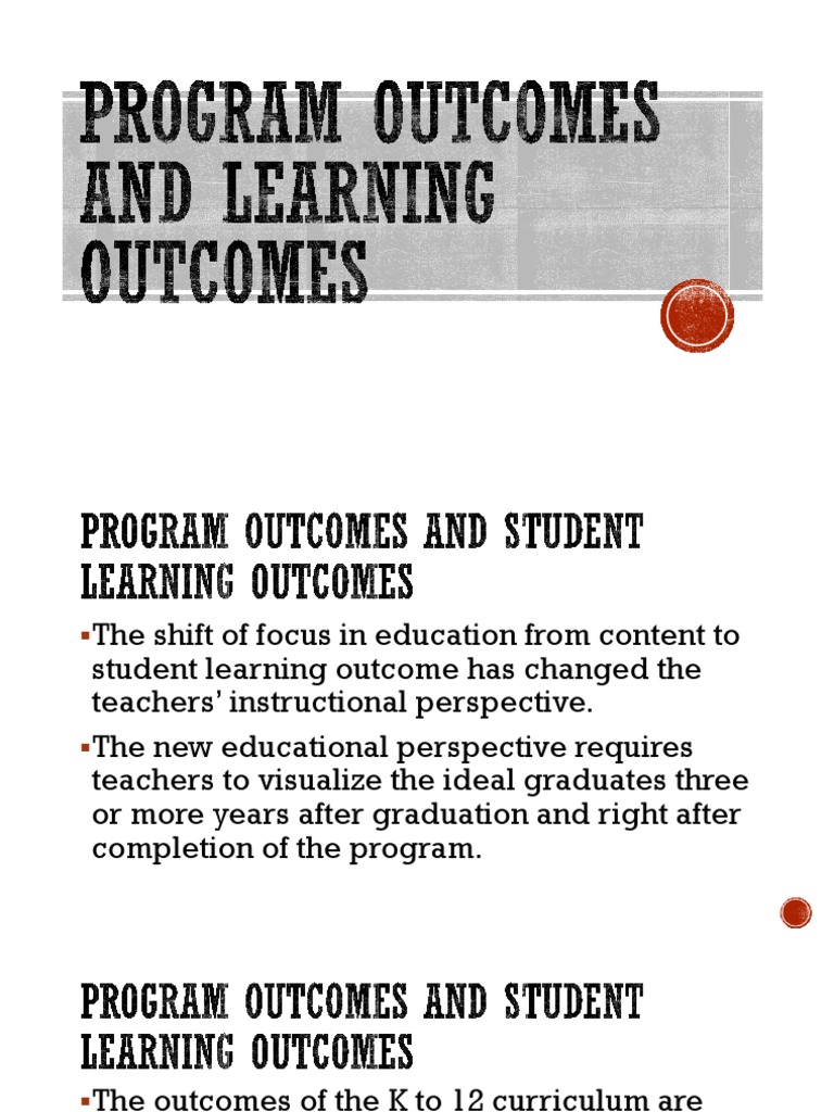 Program Outcomes and Learning Outcomes | PDF | Competence (Human Resources) | Learning