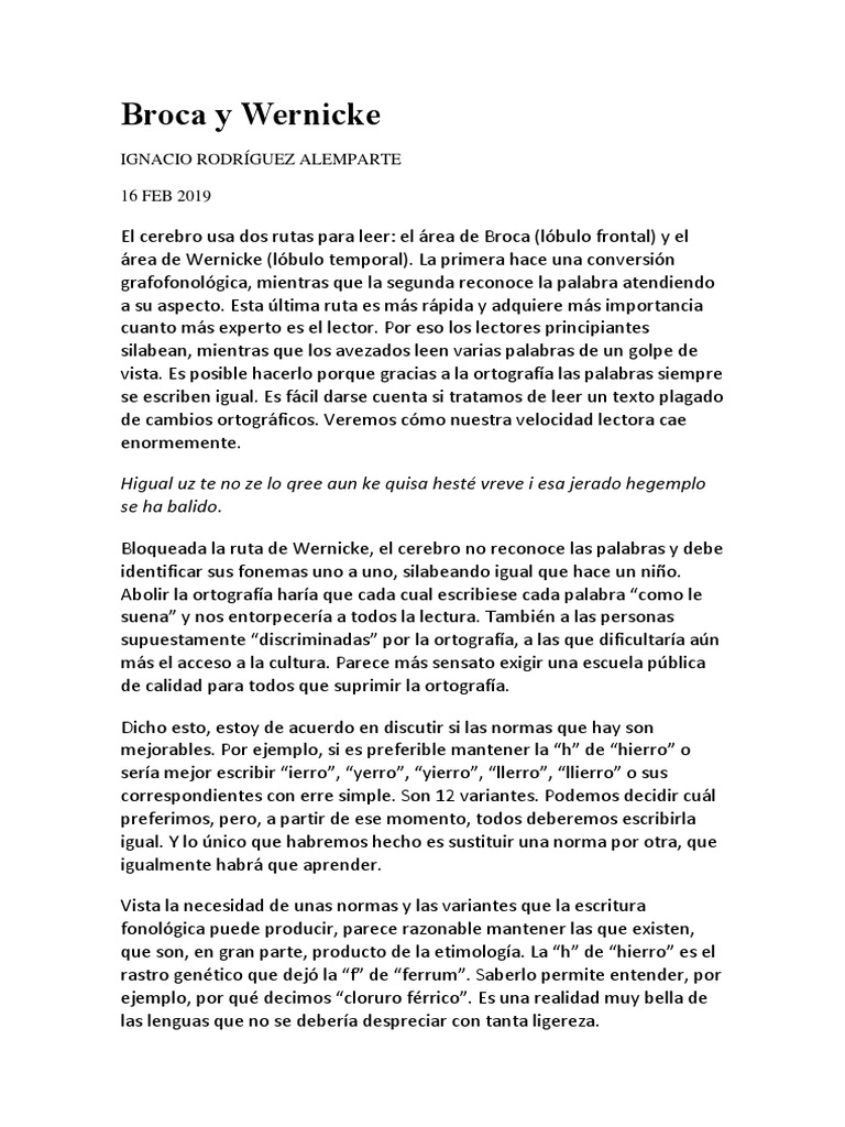 Broca y Wernicke | PDF | Estudios de idiomas extranjeros | Religión y espiritualidad