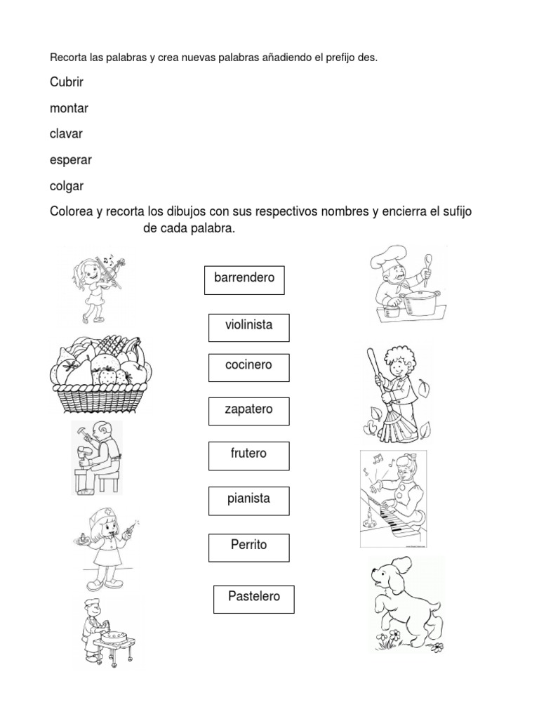 Hojas De Trabajo De Sufijos En Formato Pdf