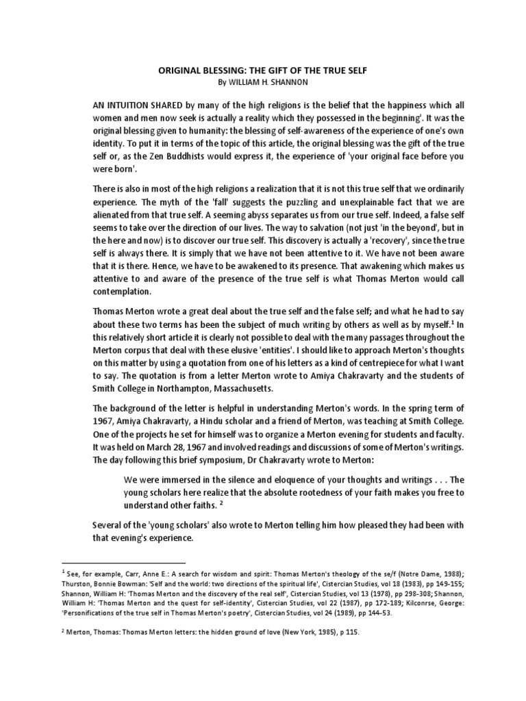 Original Blessing 1 | PDF | Self | Ātman (Hinduism)