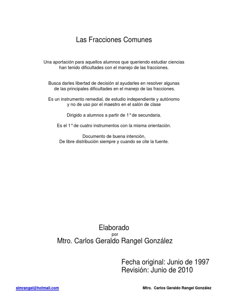 Las Fracciones CGRG PDF | PDF | Fracción (Matemáticas) | División ...