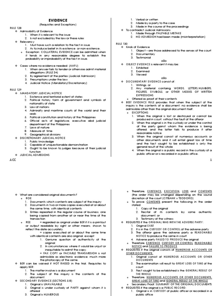 EVIDENCE Reviewer | PDF | Hearsay | Testimony