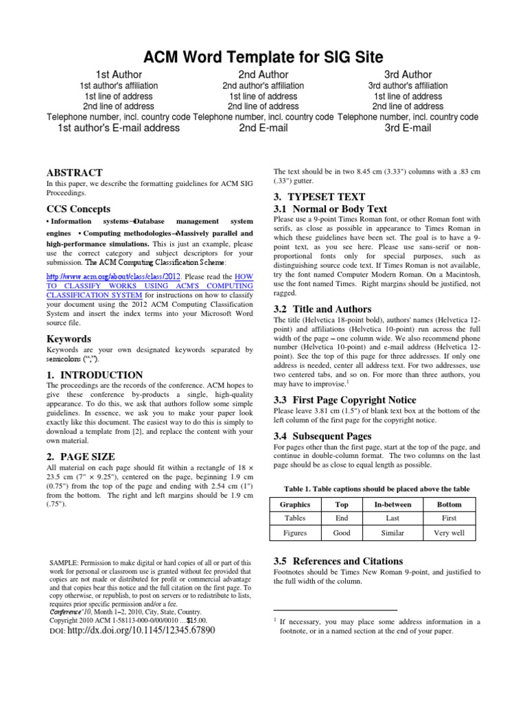 Acm Template | PDF | Typefaces | Citation