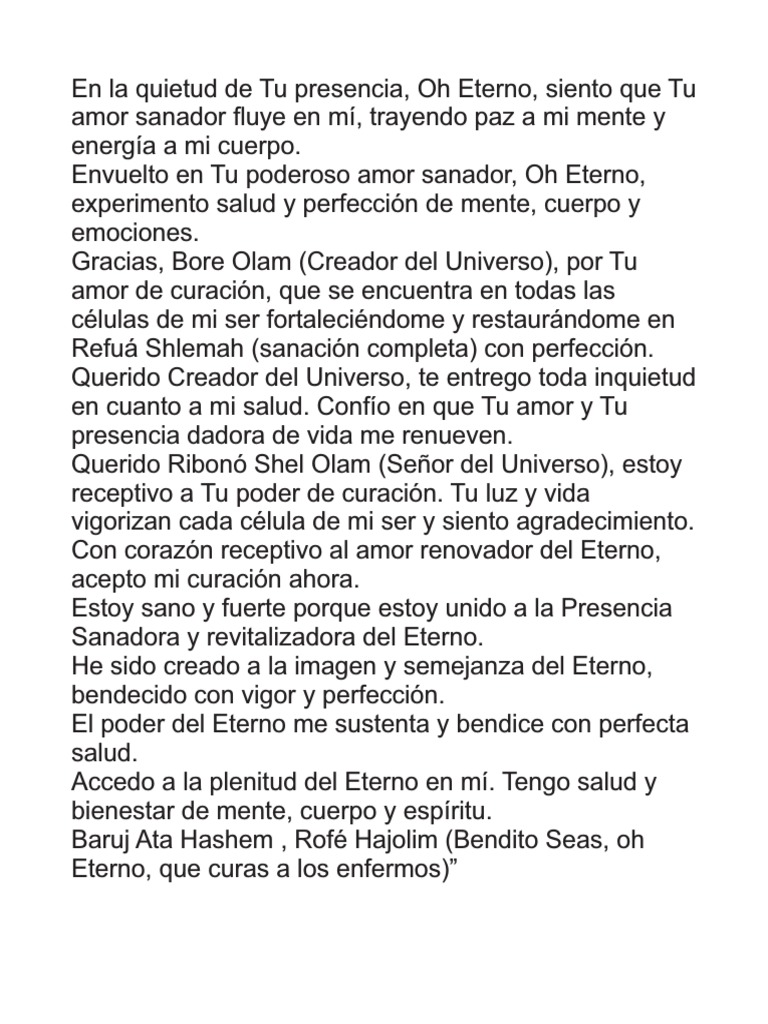 Oración Hebrea para Refuá Shlema | PDF | Filosofía | Religión y ...