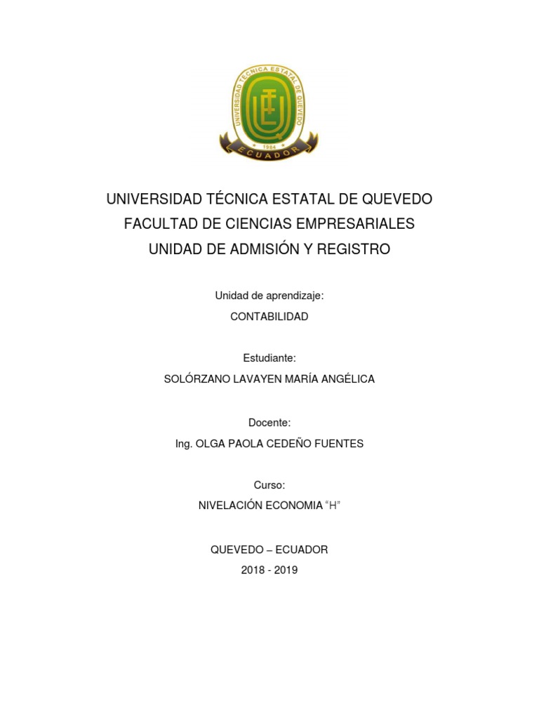 Carátula de Contabilidad UTM 2018-2019 | PDF