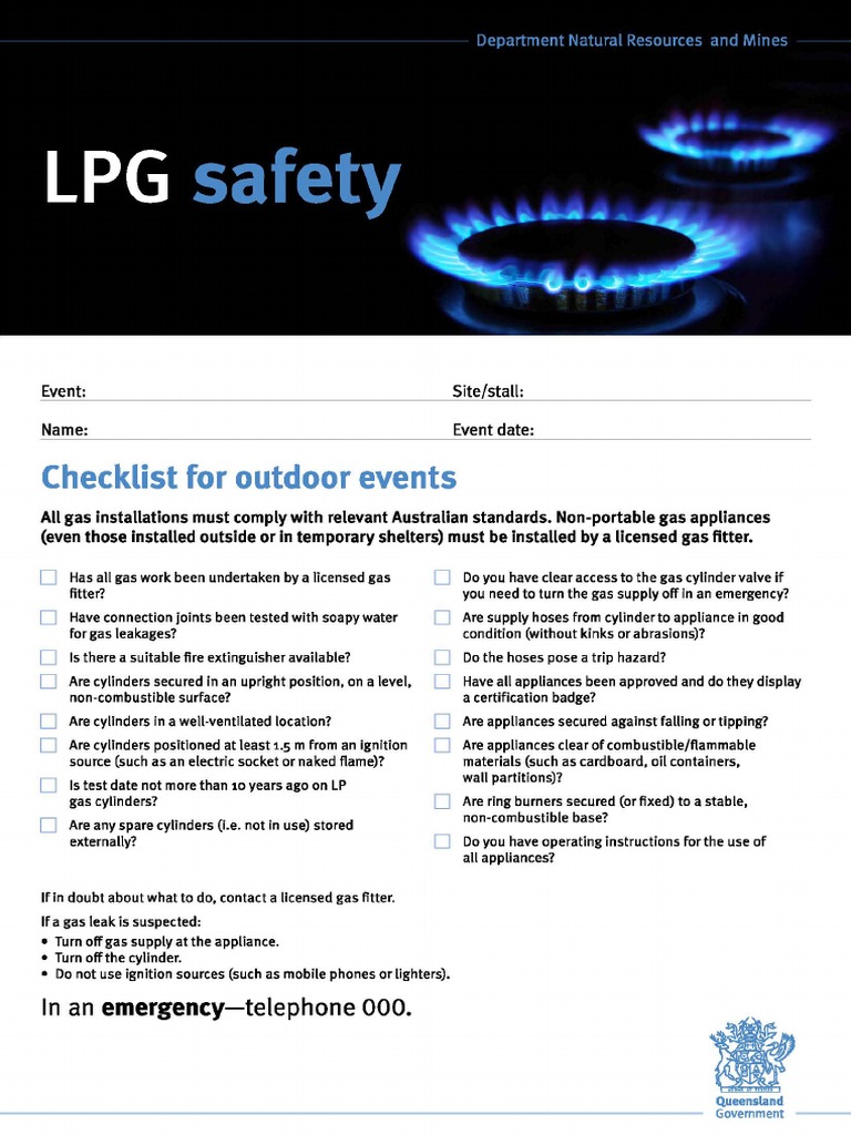 Safety Checklist For Outdoor Events | PDF | Combustion | Equipment