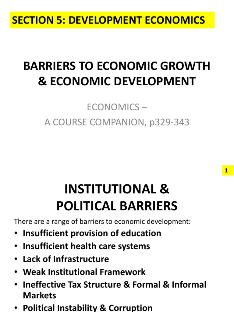 Barriers To Economic Growth & Economic Development | PDF | Political ...