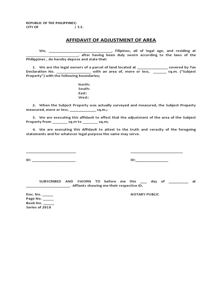 Affidavit of Adjustment of Area | PDF