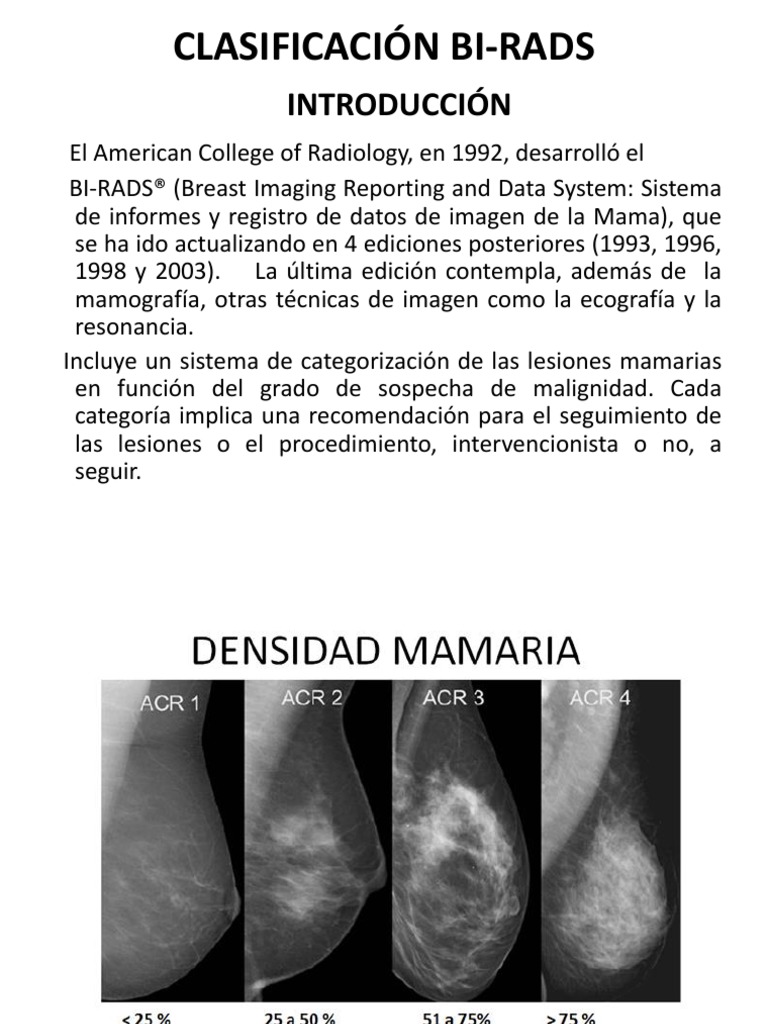 Clasificación BI-RADS | PDF | Cáncer de mama | Mamografía