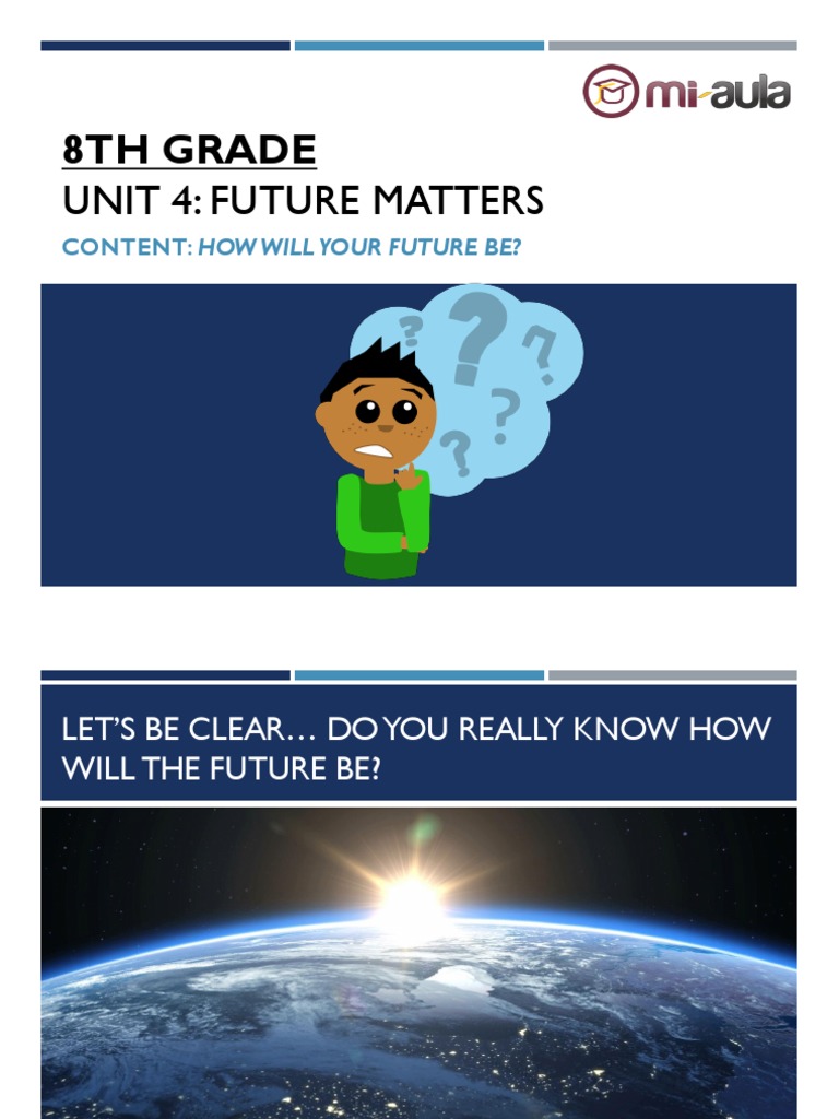 8Th Grade: Unit 4: Future Matters | PDF | English Language | Grammar